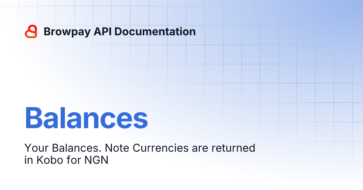 Balances | Browpay API Documentation